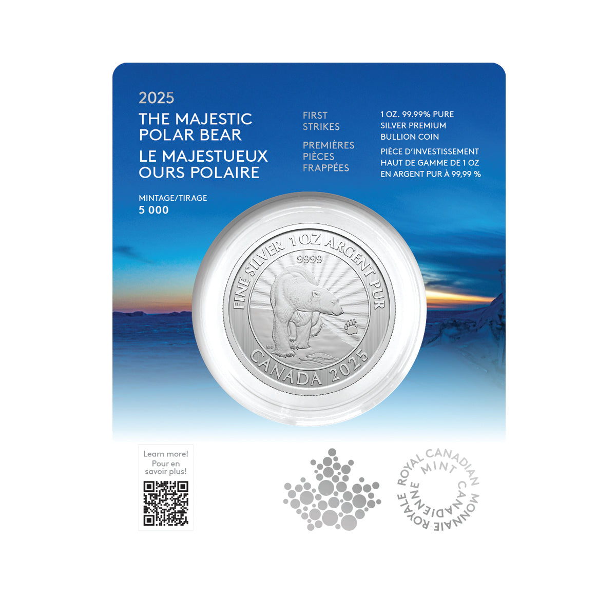 2025 $5 First Strikes: The Majestic Polar Bears - Pure Silver Coin