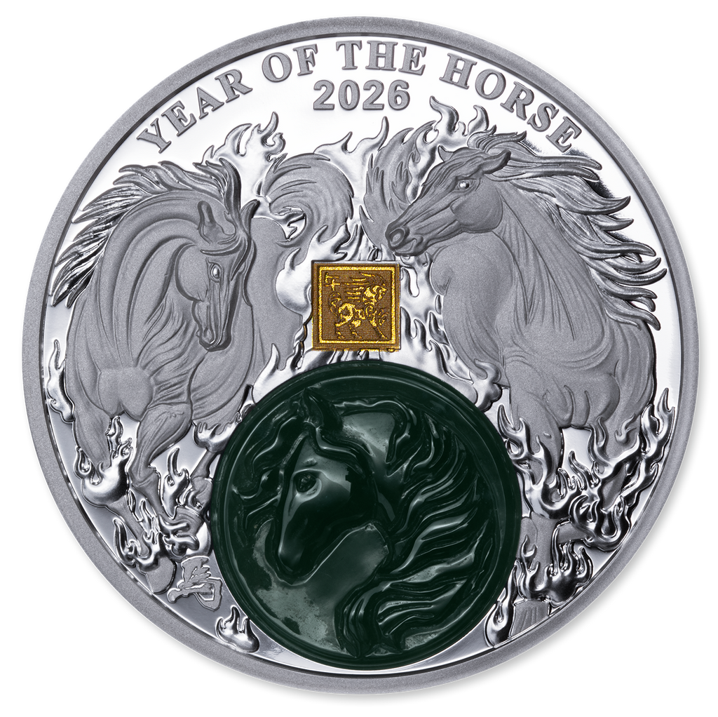 2026 25 Francs Year of the Horse - Pure Silver Coin with Jade