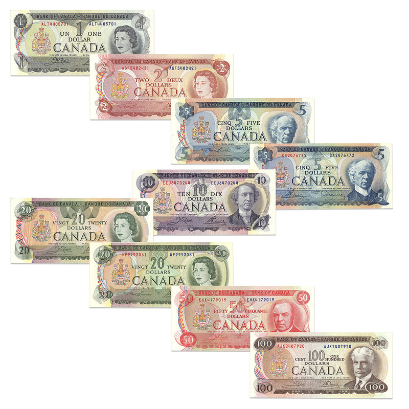 $1 - $100 Multicolor Series 9 Banknote Set