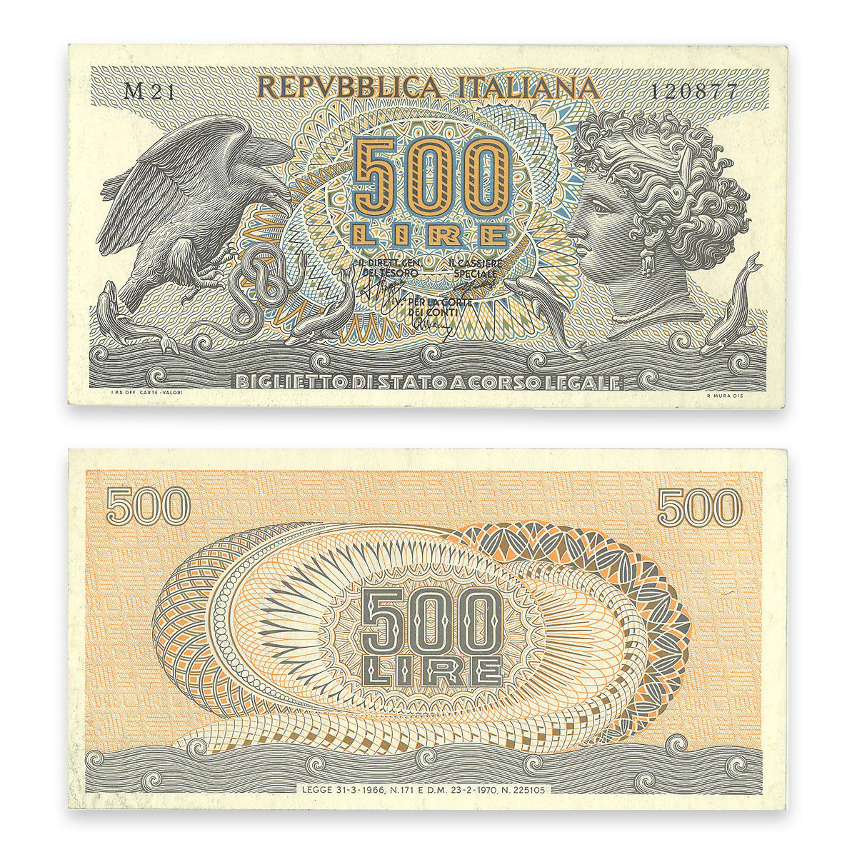 Italy 500 Lire 1970 P# 93a EF-45