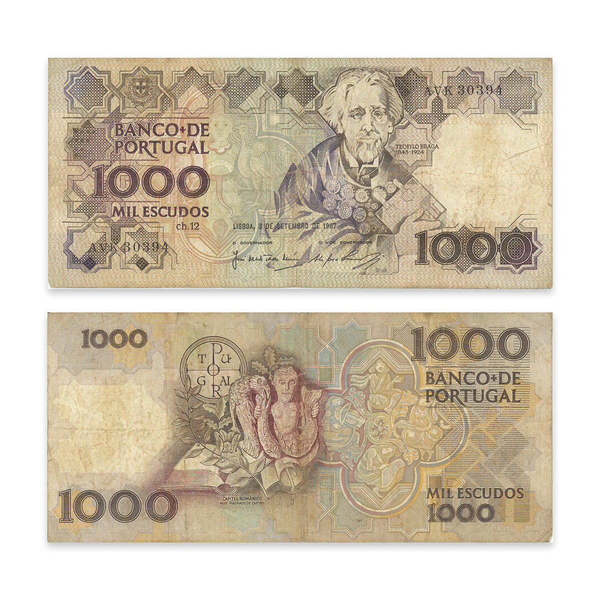 Portugal 1000 Escudos 1987 P# 181d F-15