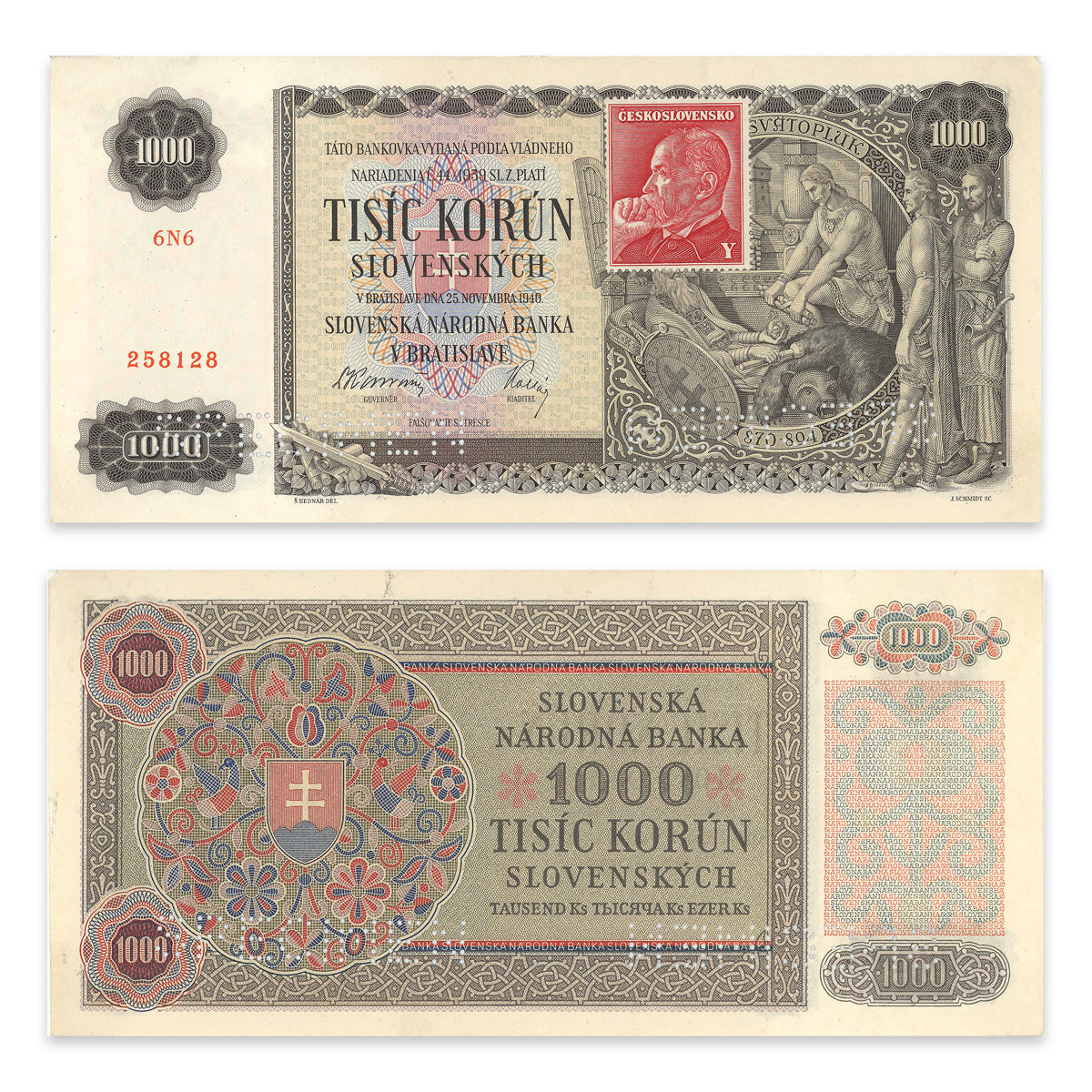 Slovakia 1000 Korun 1940 P# 13s Specimen UNC-60