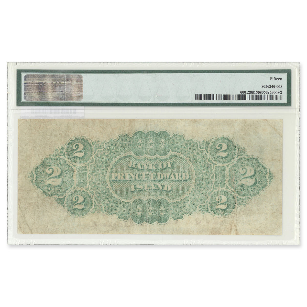 $2 1877 600-12-08 The Bank of Prince Edward Island Prefix B PMG F-15