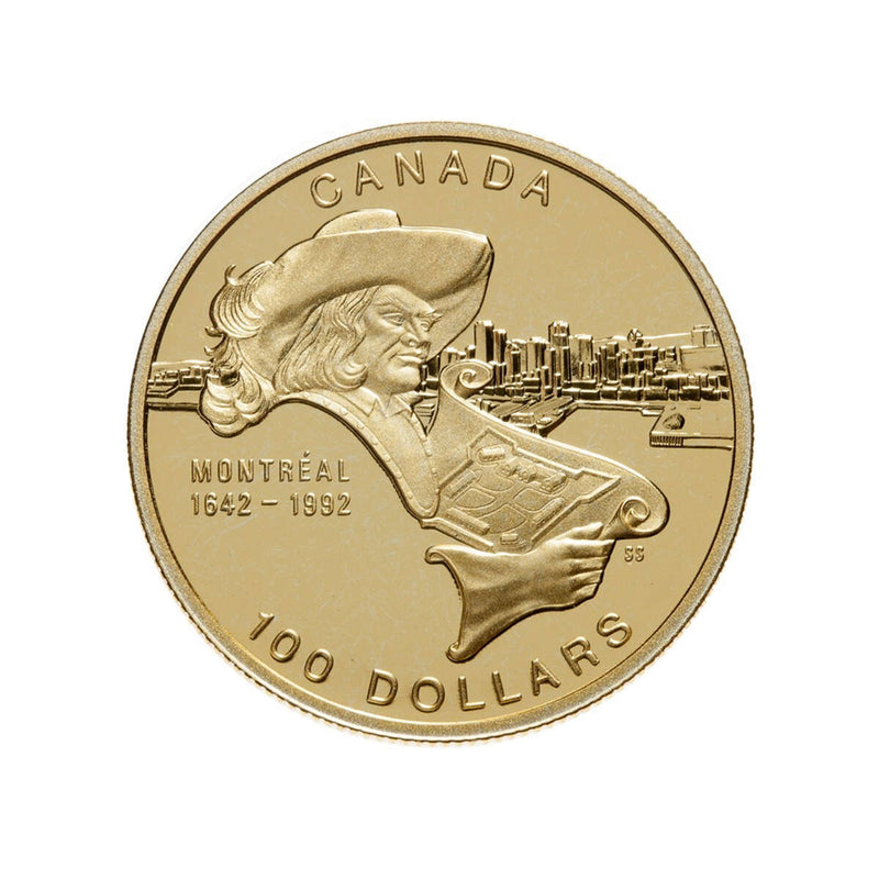 1992 $100 The City of Montreal, 350th Anniversary - 14-kt. Gold Coin