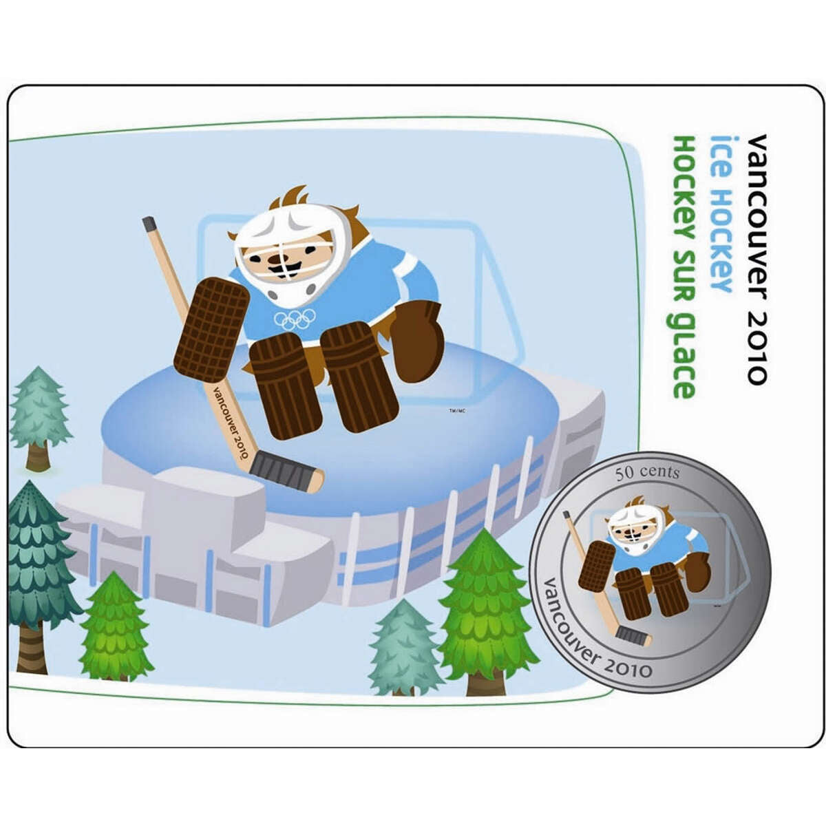 2010 50c Vancouver Mascots Collector Cards: Quatchi Ice Hockey