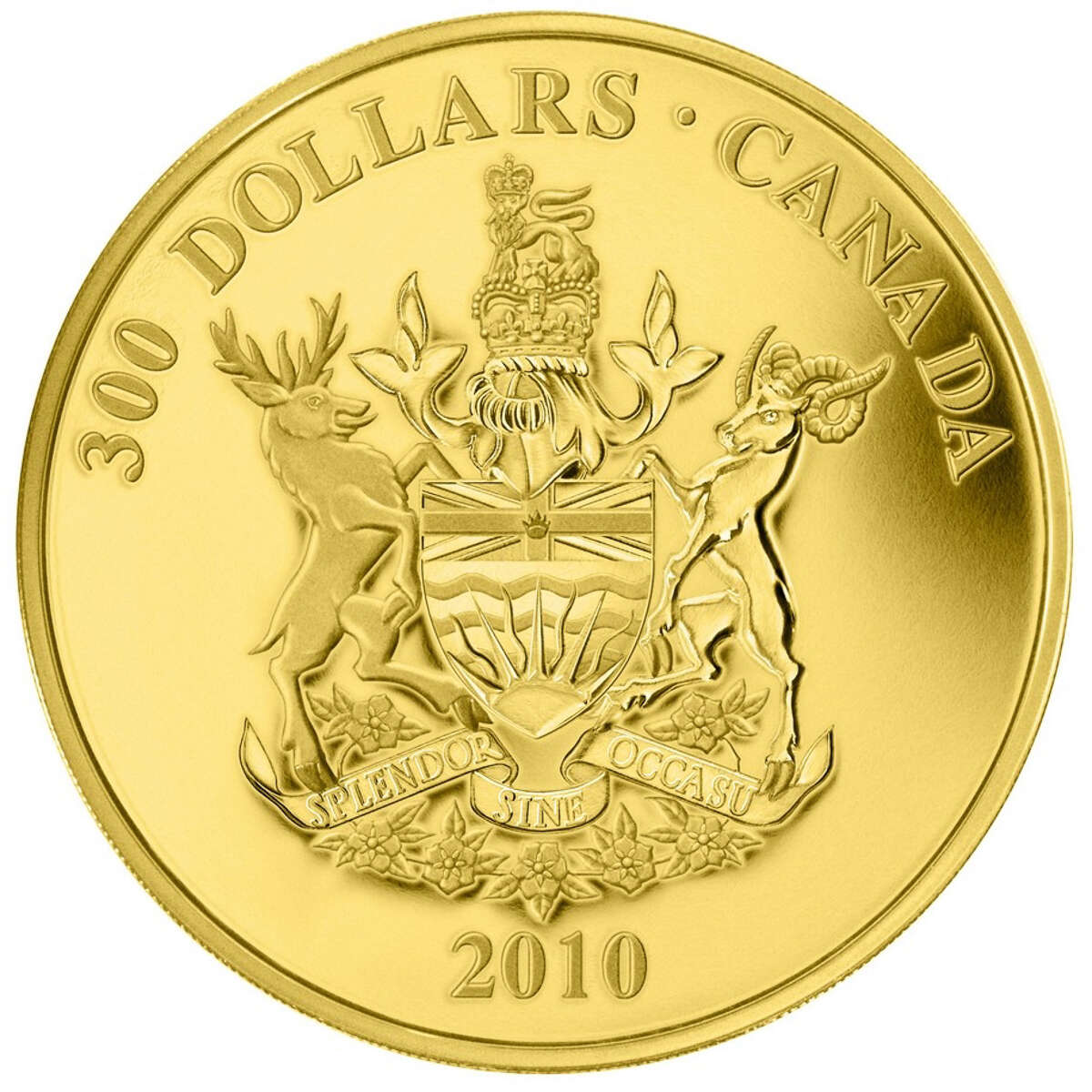 2010 $300 Provincial Coat of Arms: British Columbia - 14-kt. Gold Coin