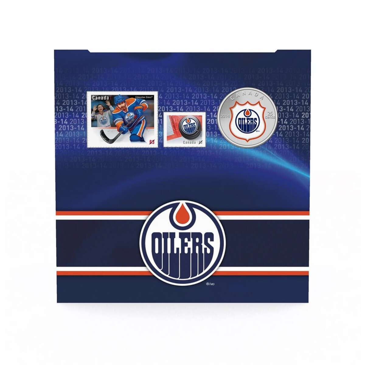 2014 25c Edmonton Oilers - NHL Coin and Stamp Gift Set