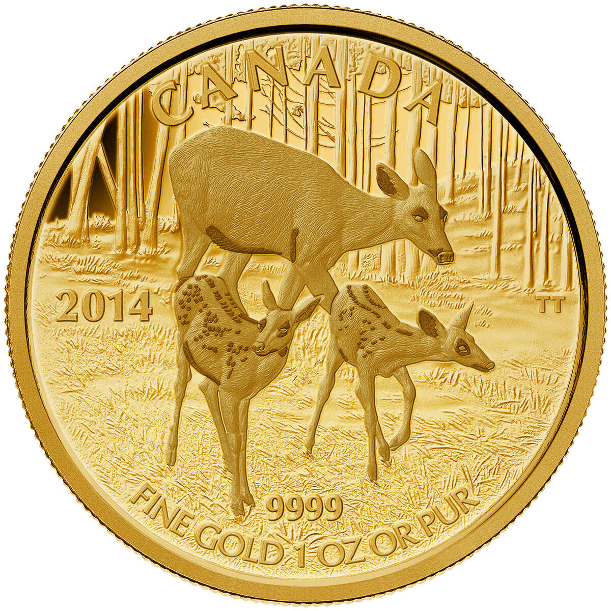 2014 $200 The White-Tailed Deer: Quietly Exploring - Pure Gold Coin