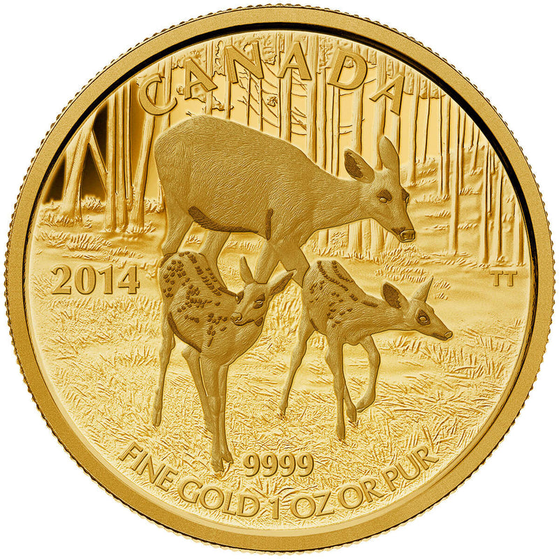 2014 $200 The White-Tailed Deer: Quietly Exploring - Pure Gold Coin