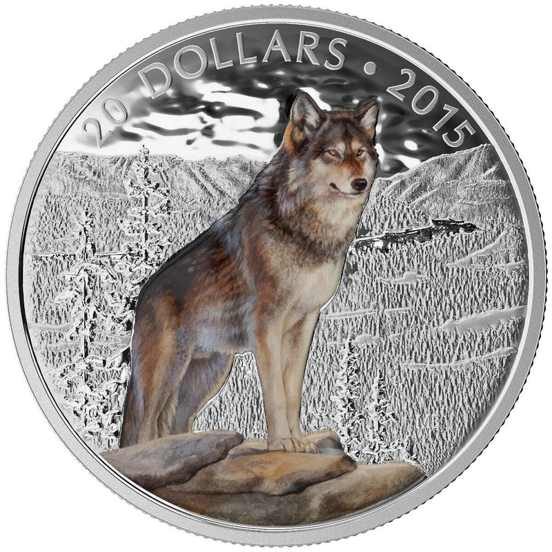 2015 $20 Imposing Alpha Wolf - Pure Silver Coin