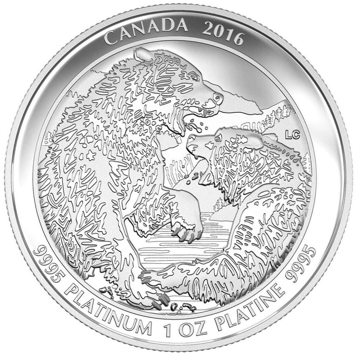 2016 $300 Grizzly Bear: The Struggle - Pure Platinum Coin