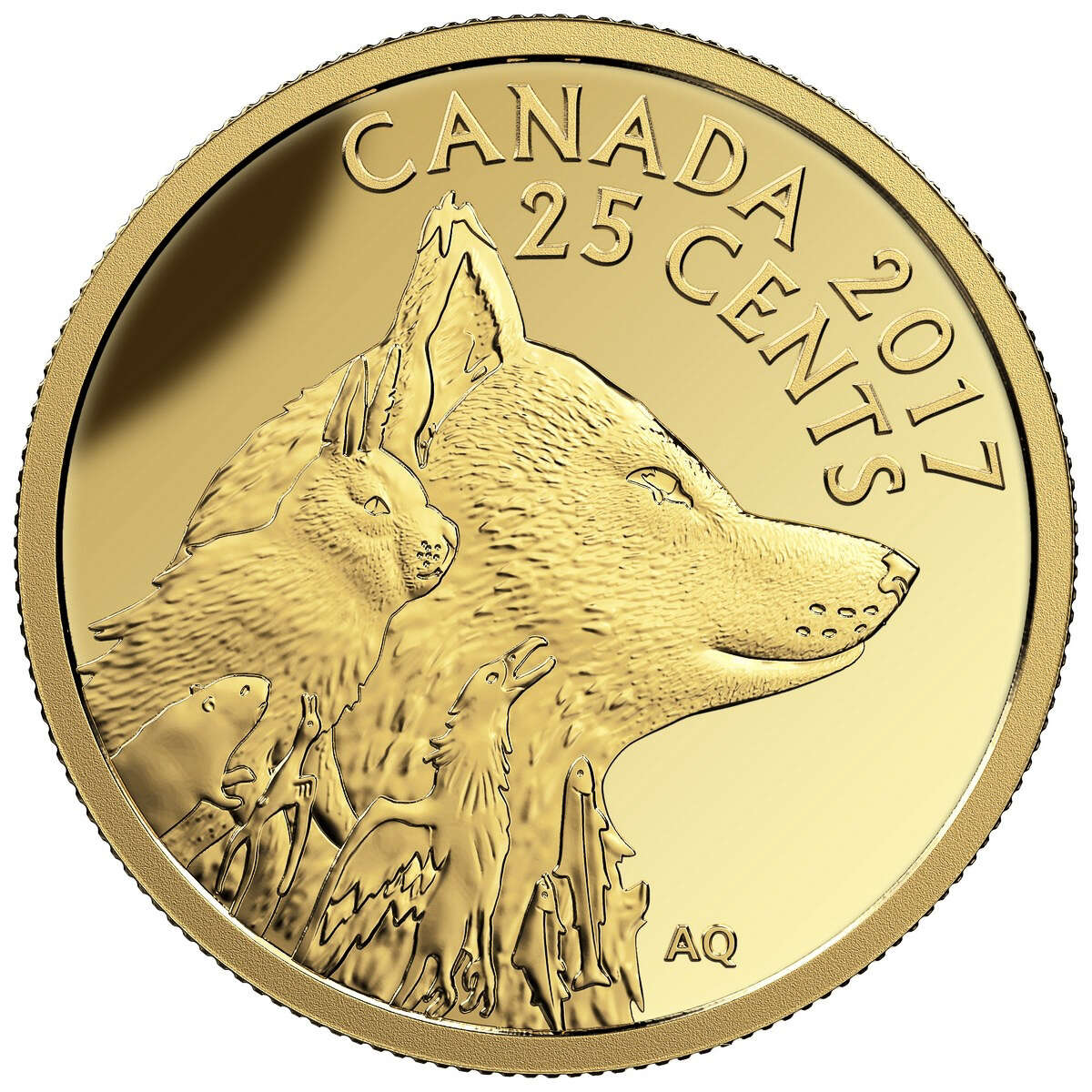 2017 25c Fox and Hare: Inuit Arctic Fox - Pure Gold Coin