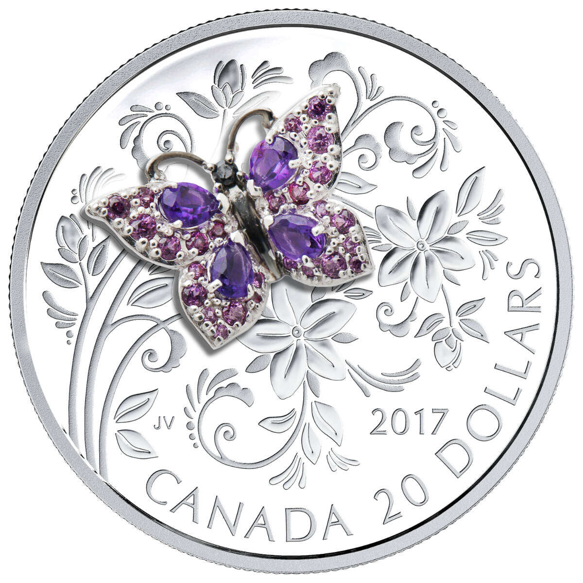 2017 $20 Bejeweled Bugs: Butterfly - Pure Silver Coin