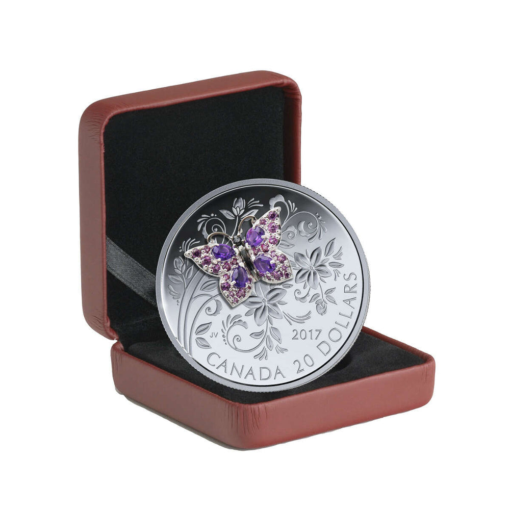 2017 $20 Bejeweled Bugs: Butterfly - Pure Silver Coin