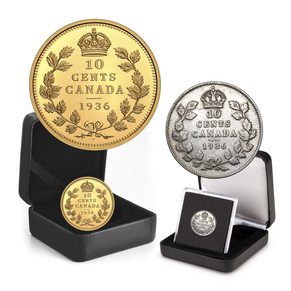 2021 10c Canada's Rarest Coins: 1936 Dot 10 Cents - Pure Gold Coin