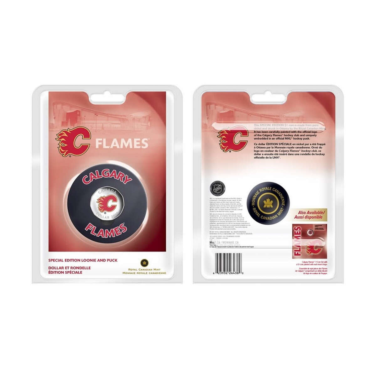 2008 $1 Calgary Flames: NHL Coloured Coin and Puck